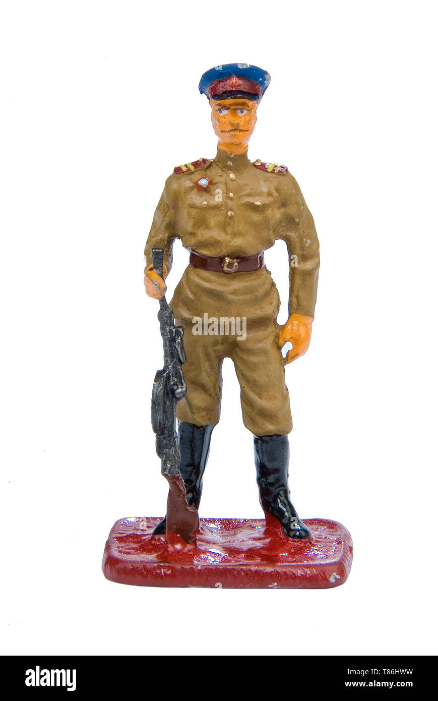 Toy soldier on a white isolated studio background Stock Photo - Alamy