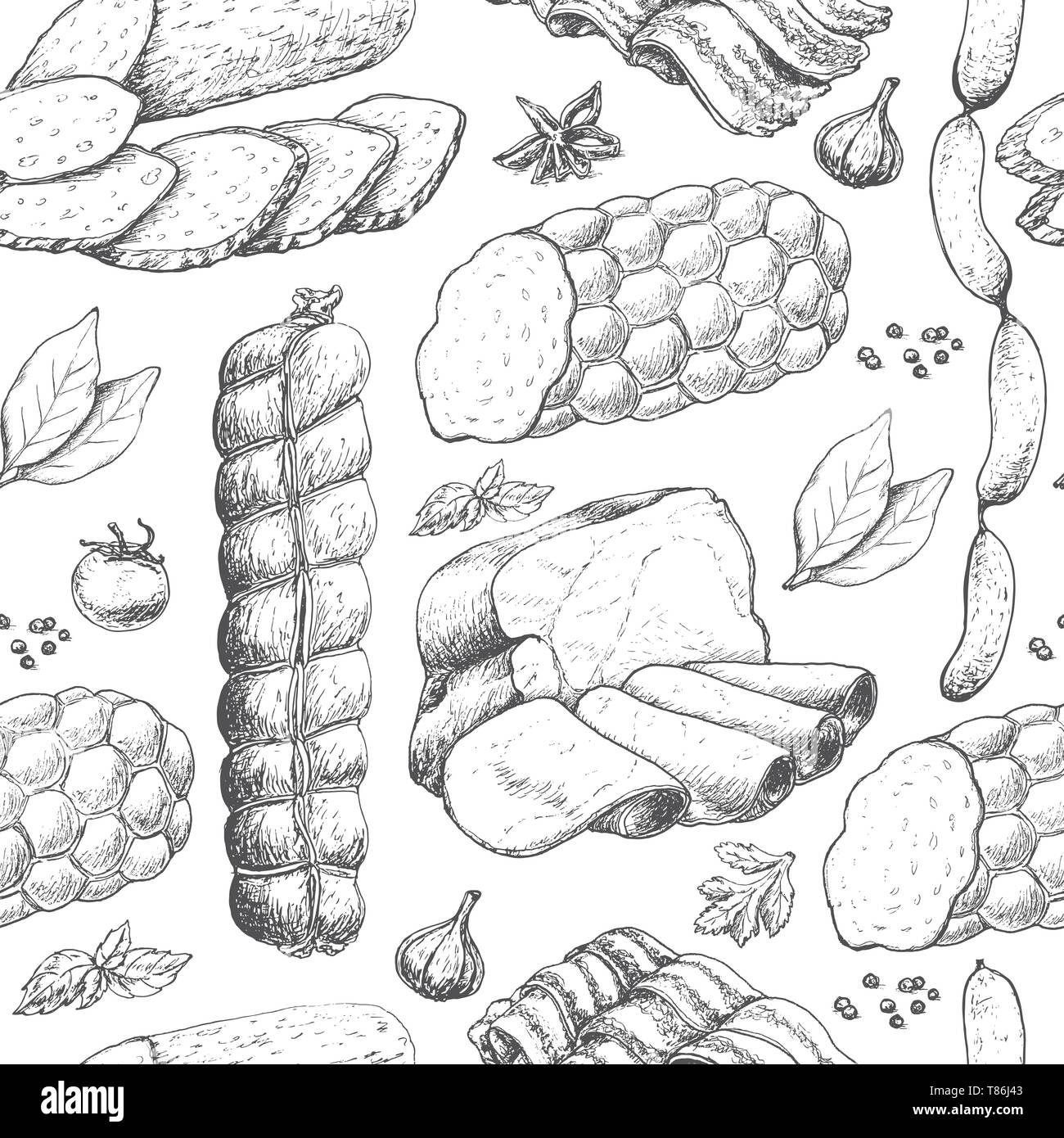 Vector pattern with meat products. Vector illustration for your design ...