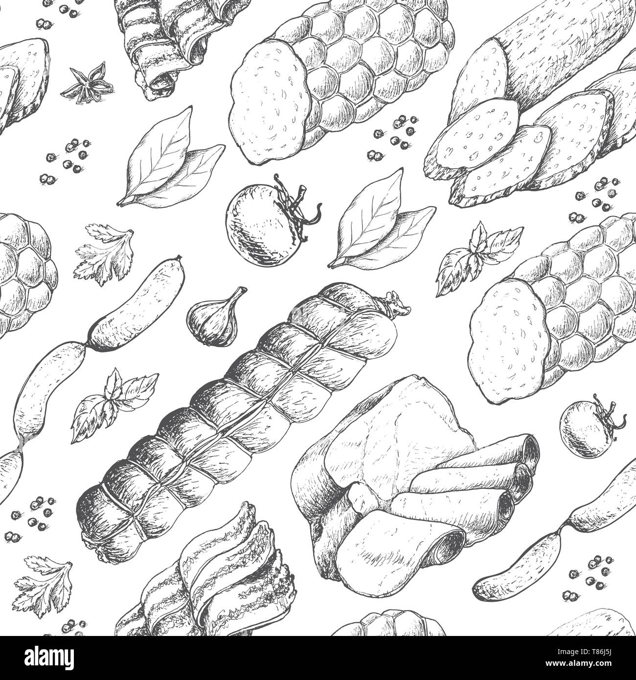 Vector pattern with meat products. Vector illustration for your design ...