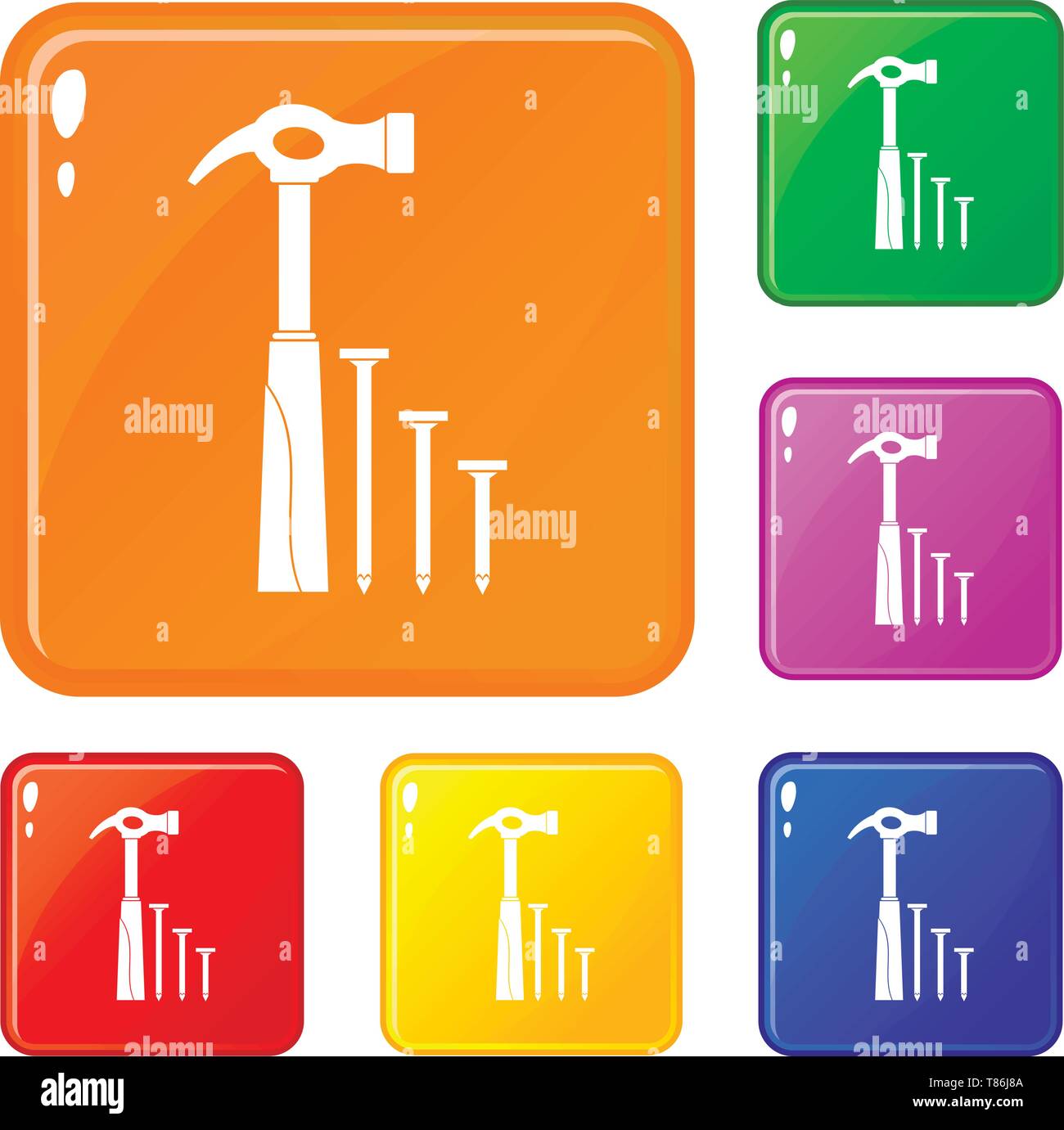 Hammer and nails icons set vector color Stock Vector Image & Art - Alamy