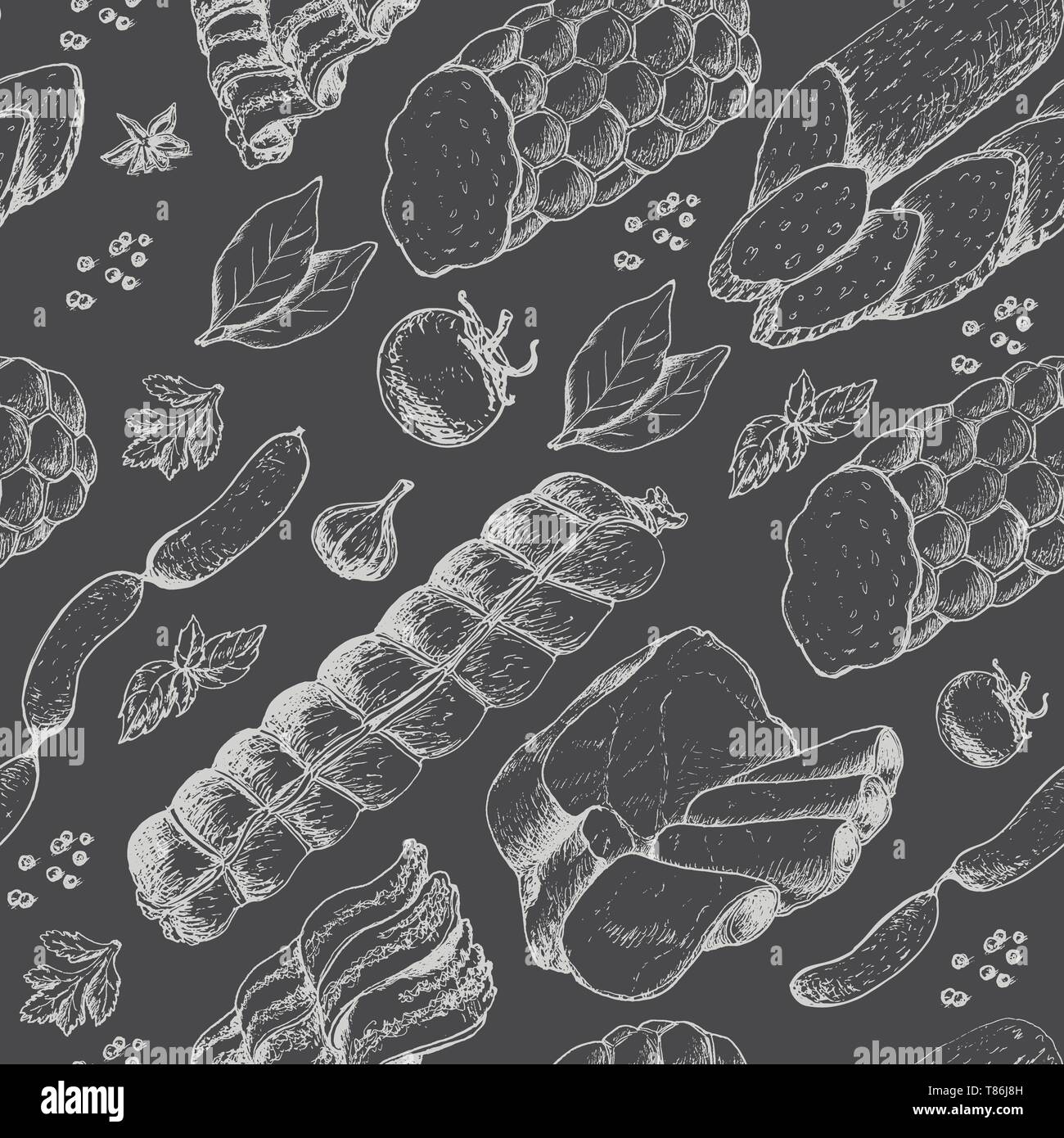 Vector pattern with meat products. Vector illustration for your design ...