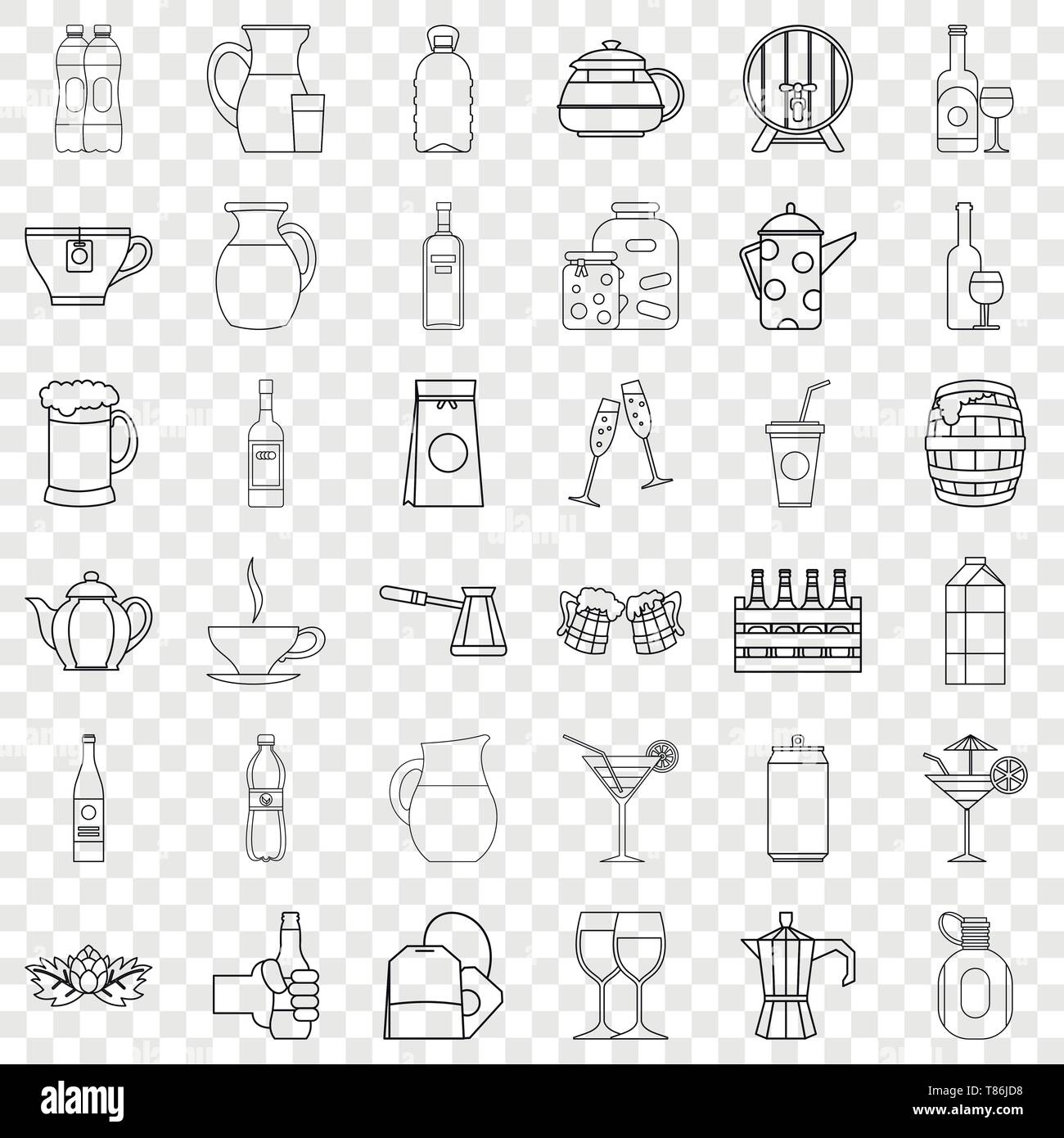 Beverage icons set, outline style Stock Vector Image & Art - Alamy