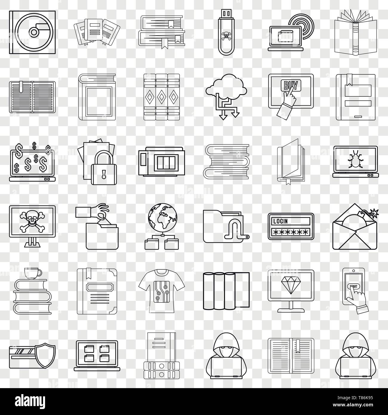 Book icons set, outline style Stock Vector Image & Art - Alamy