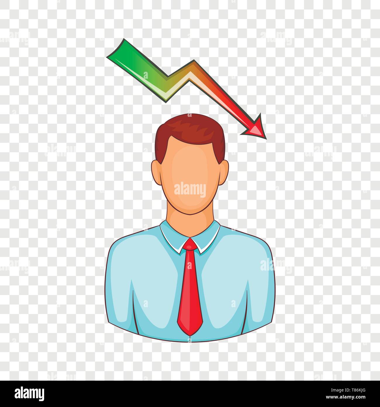 Man with falling graph icon, cartoon style Stock Vector Image & Art - Alamy
