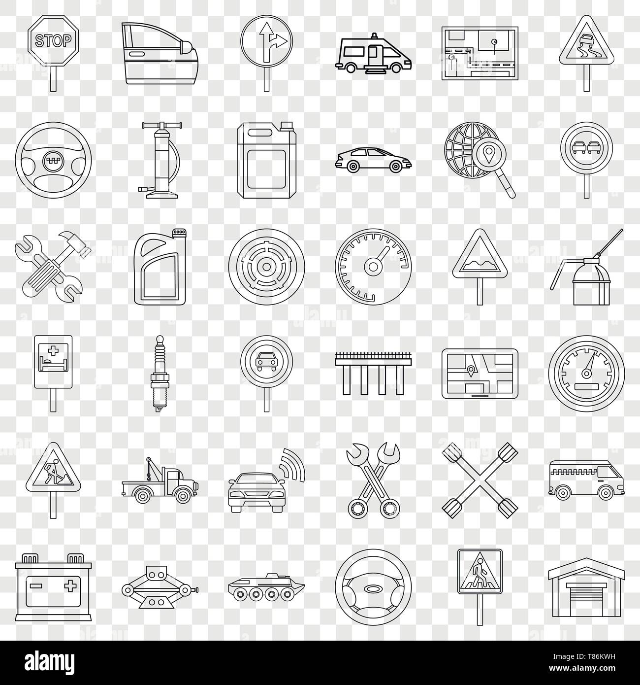 Drive icons set, outline style Stock Vector Image & Art - Alamy