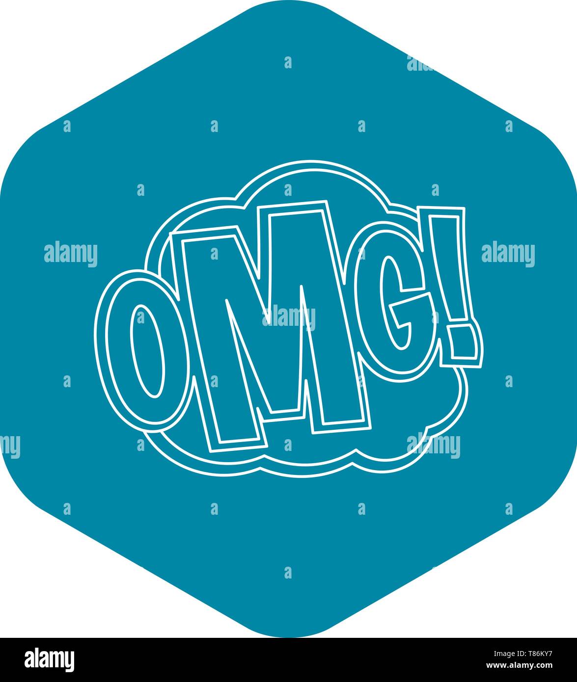 OMG, comic text sound effect icon, outline style Stock Vector Image ...