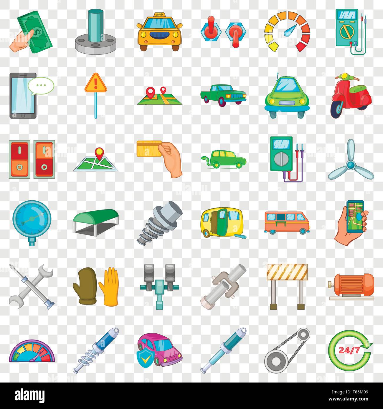 Car repair icons set, cartoon style Stock Vector Image & Art - Alamy