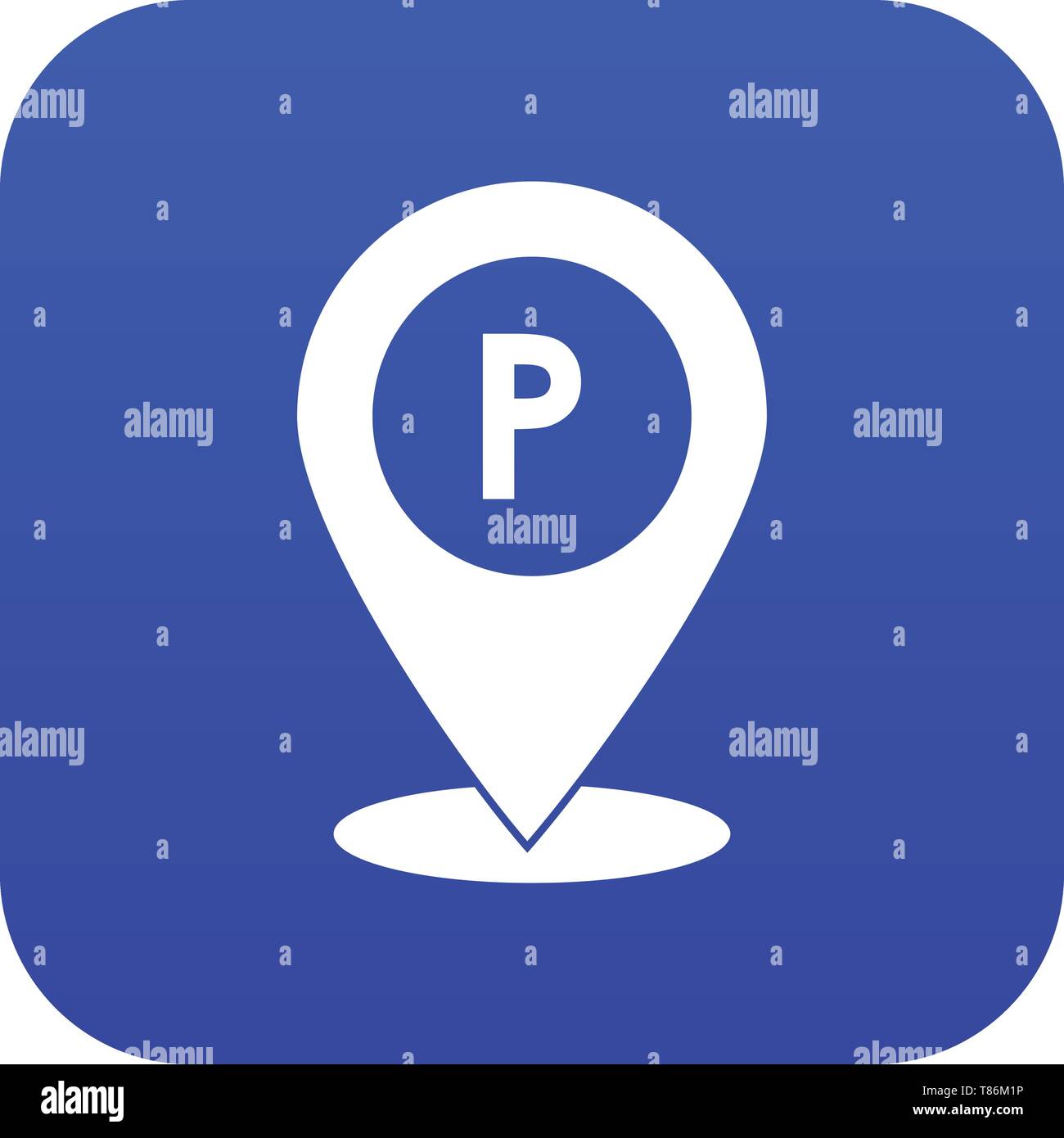 Map pointer with car parking sign icon digital blue Stock Vector Image ...
