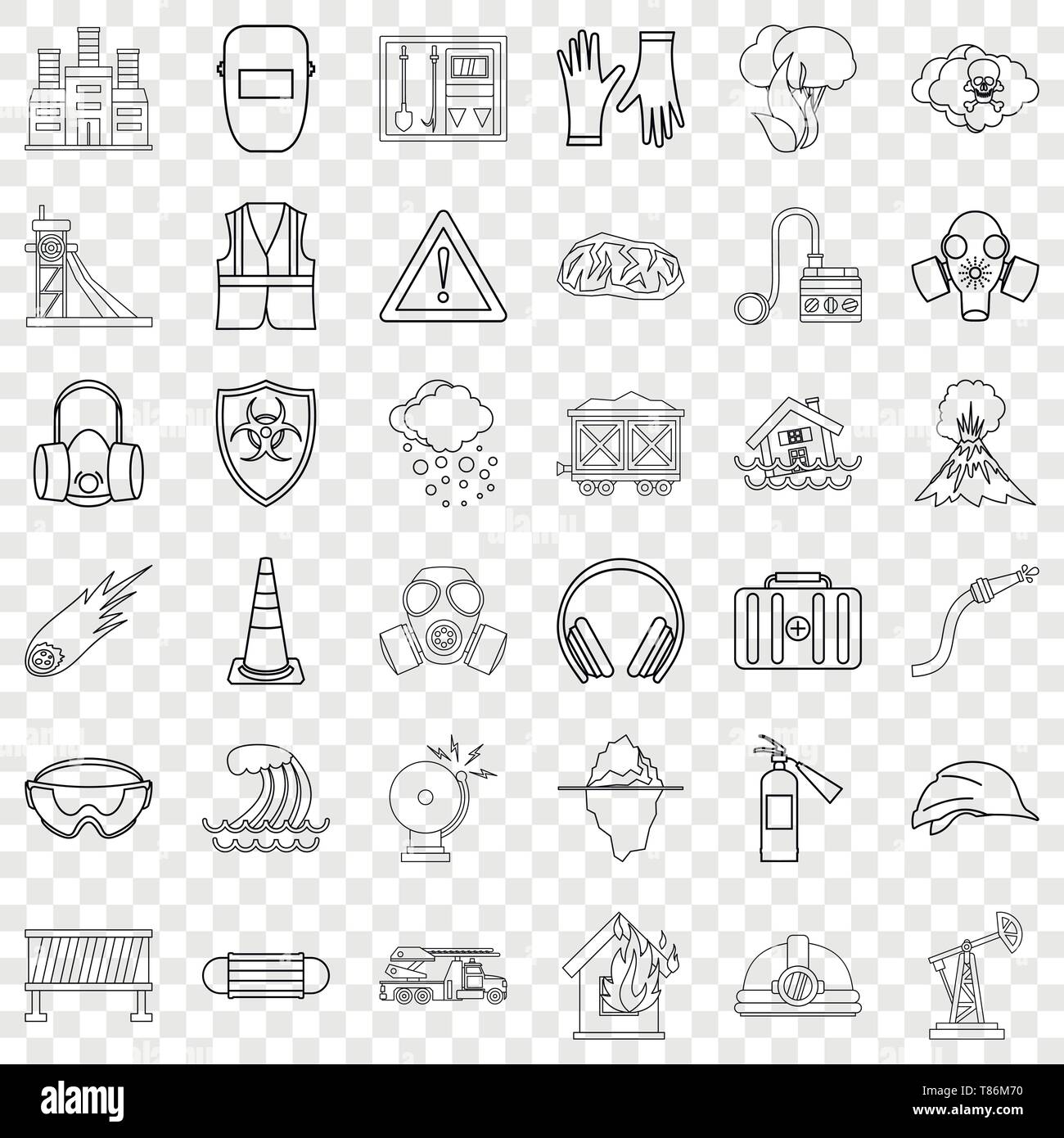 Catastrophic icons set, outline style Stock Vector Image & Art - Alamy