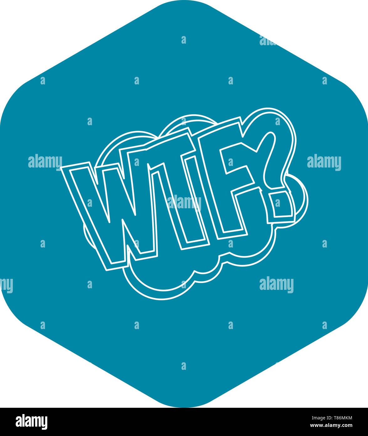 WTF, comic text sound effect icon, outline style Stock Vector Image ...