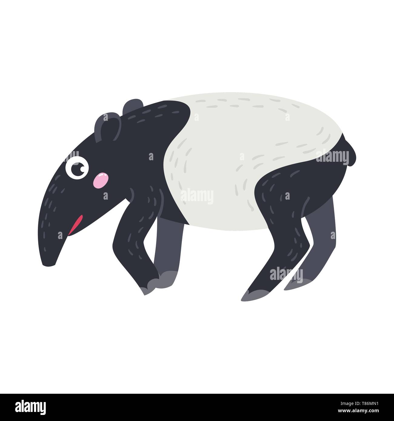 Vector cute African animal. Tapir. Funny character for kids. Isolated ...