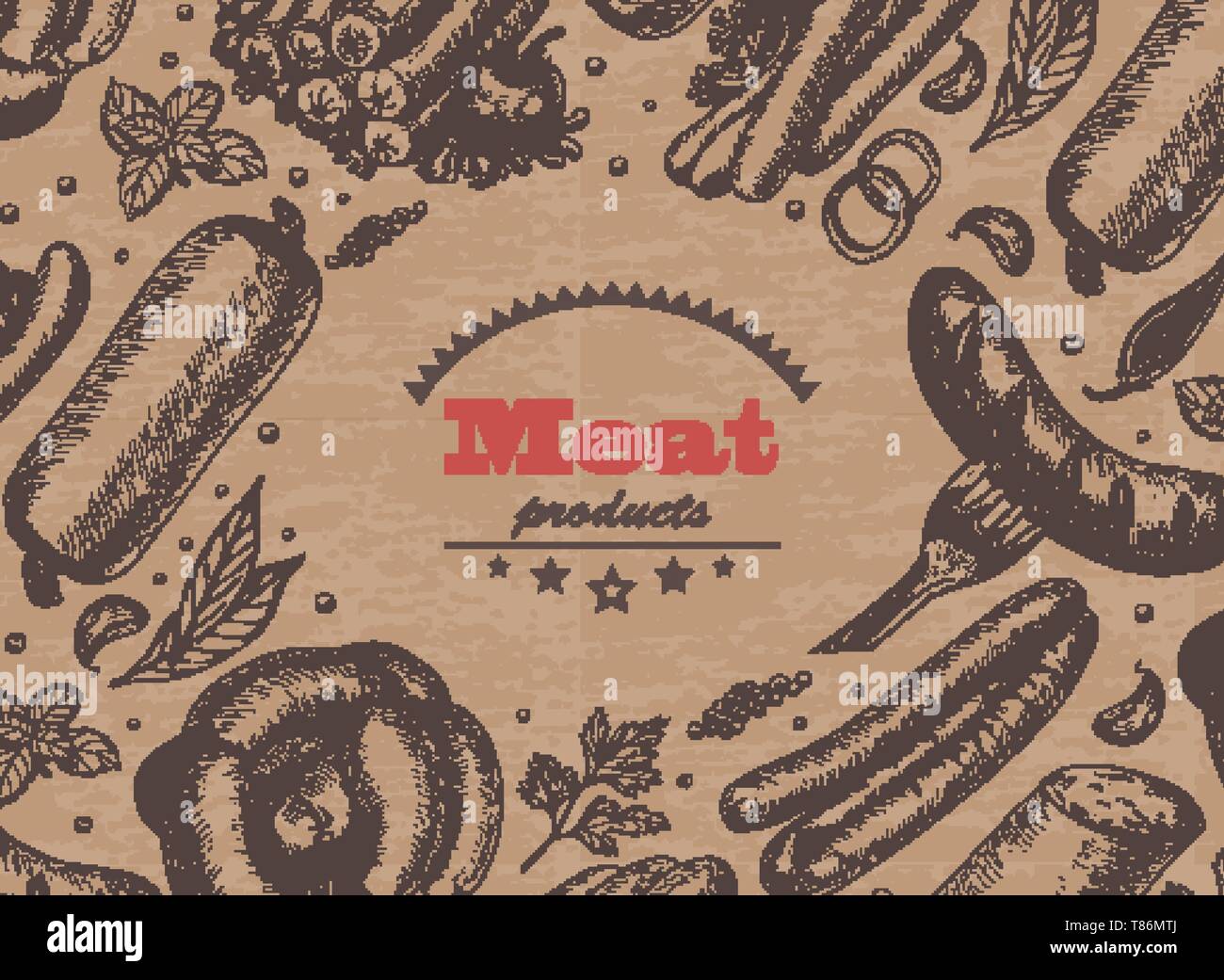 Horizontal background with meat products. Vector illustration for your ...