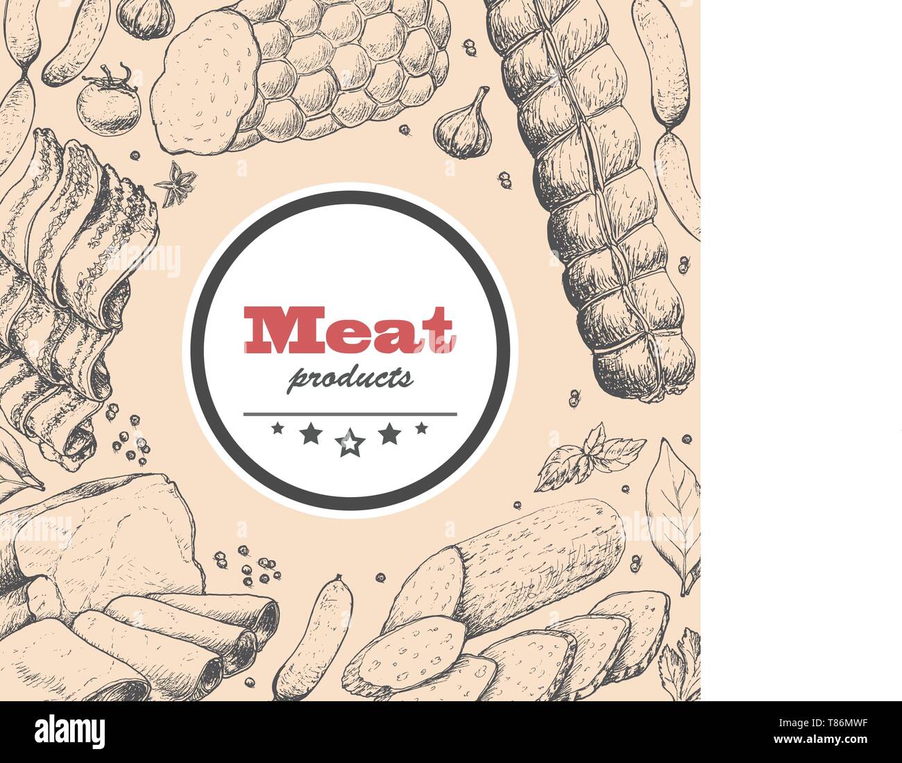Vector background with meat products. Vector illustration for your ...
