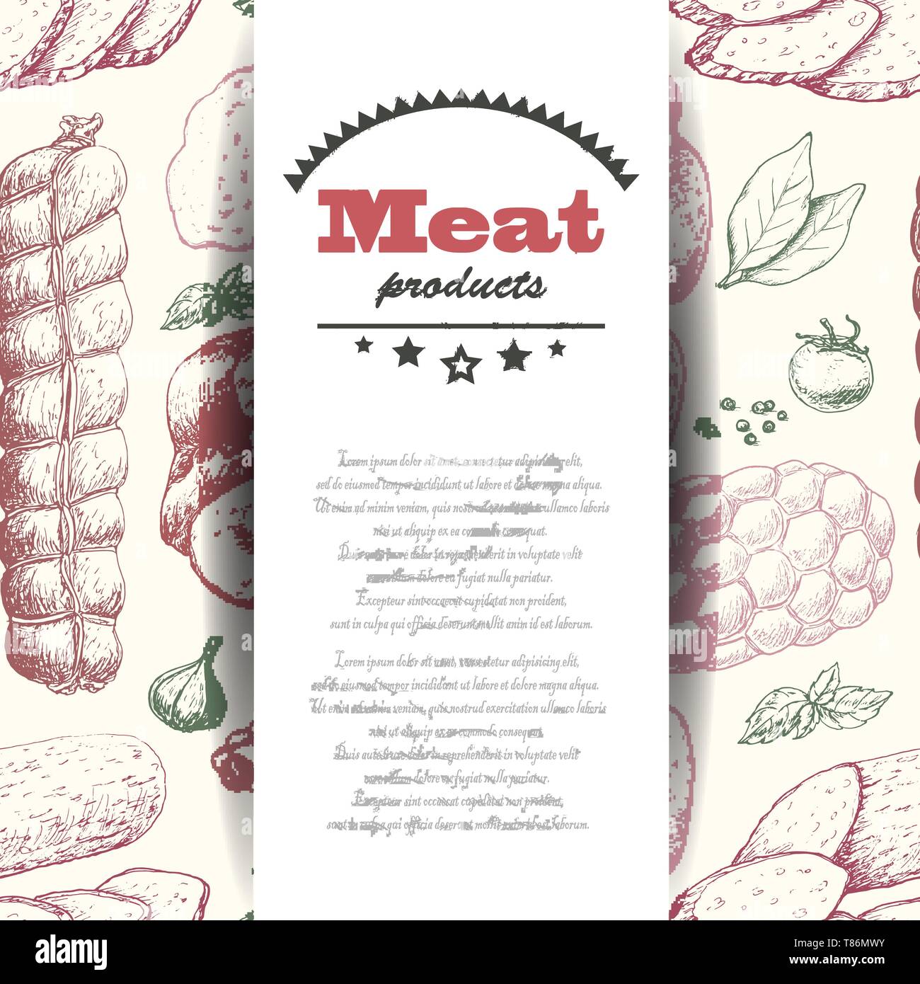 Vector background with meat products. Vector illustration for your ...