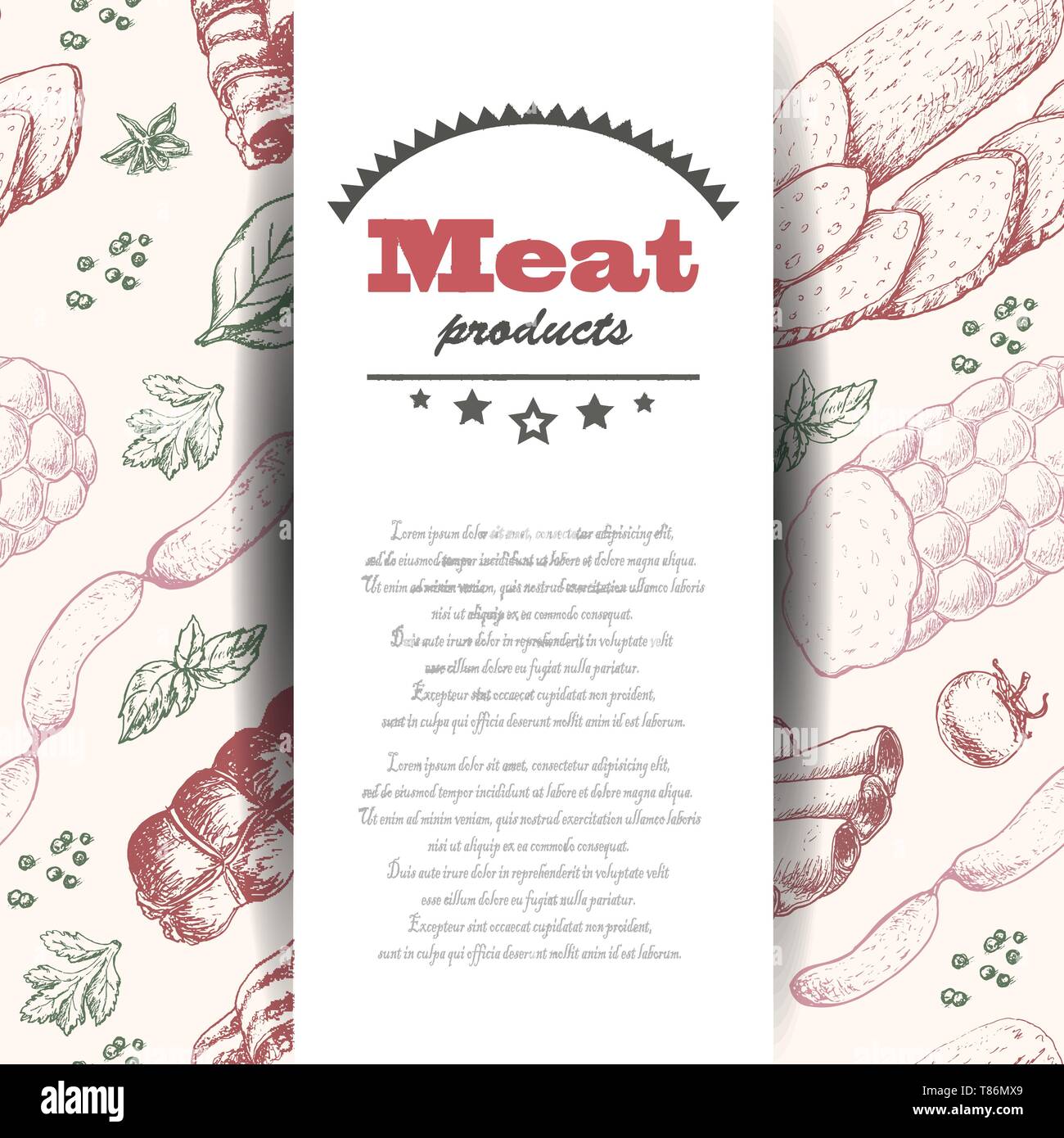 Vector background with meat products. Vector illustration for your ...