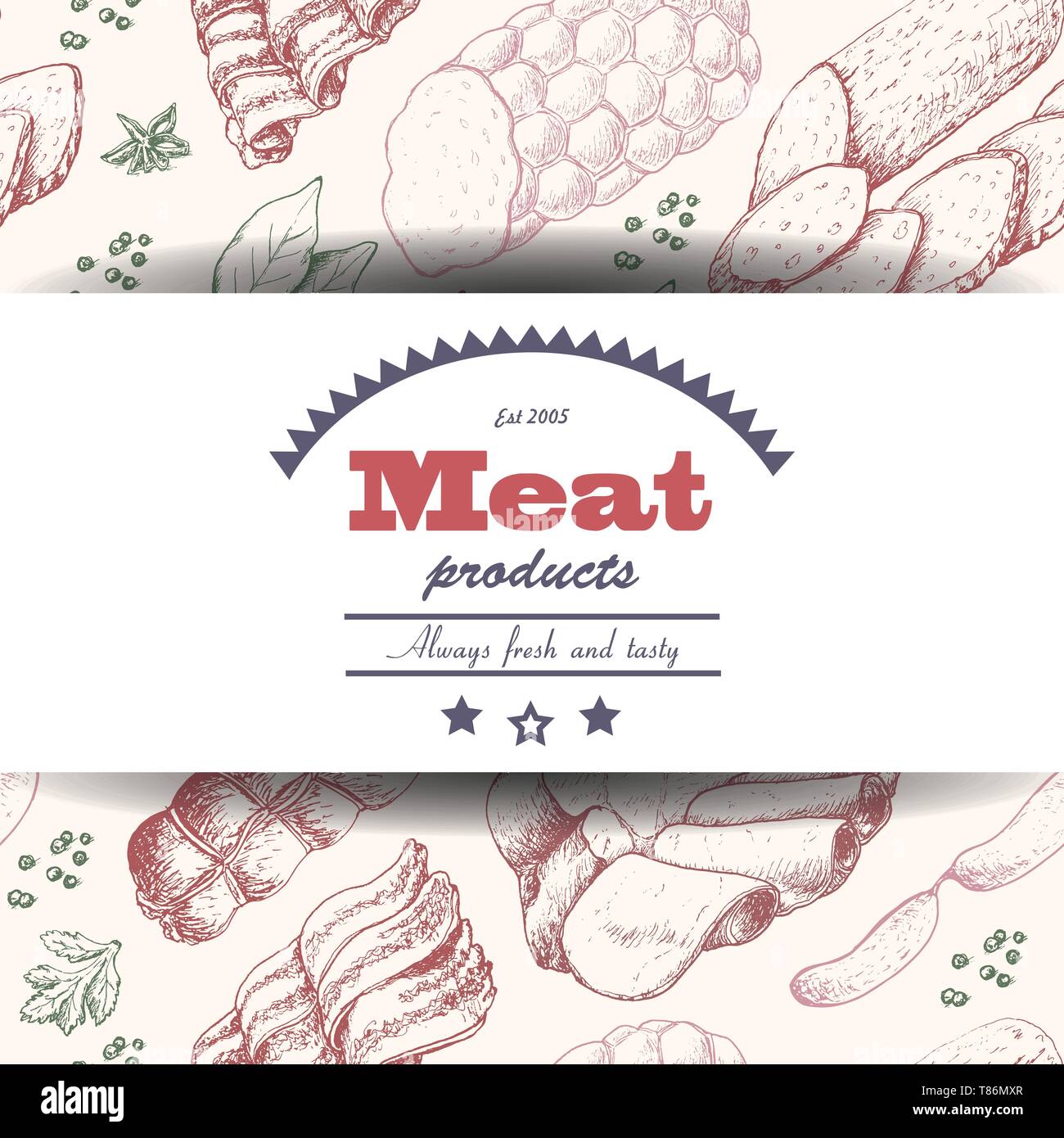 Vector background with meat products. Vector illustration for your ...