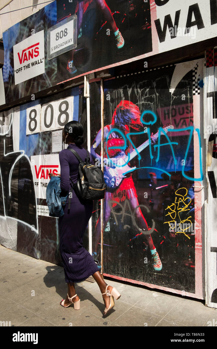 Street art at a construction zone. Downtown, Los Angeles, California ...