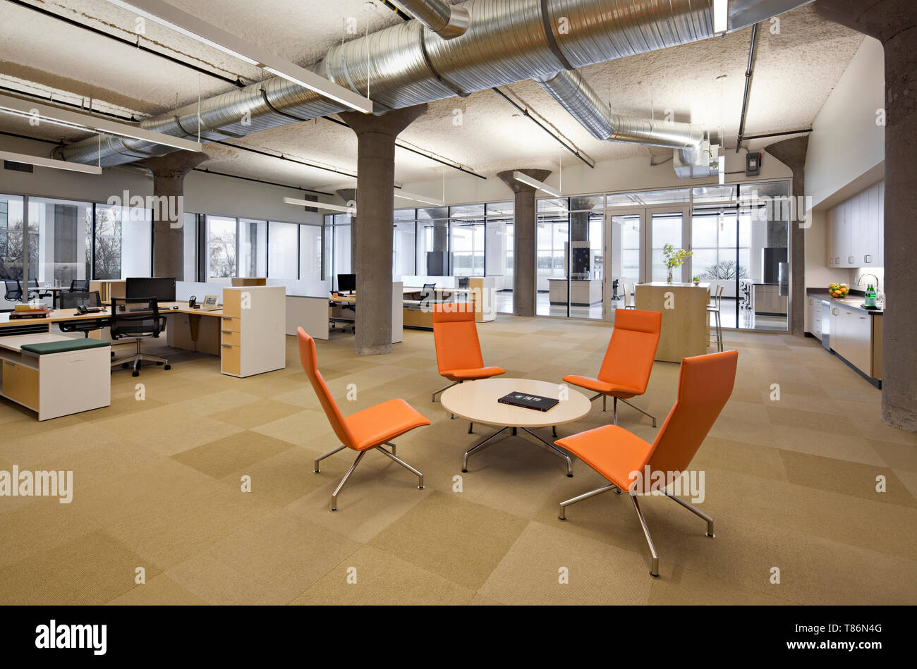 Empty lounge area of office Stock Photo - Alamy