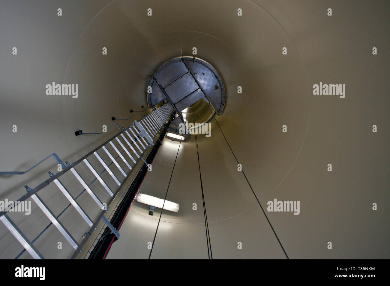 Ladder Leading Up the Center of a Wind Turbine Stock Photo - Alamy