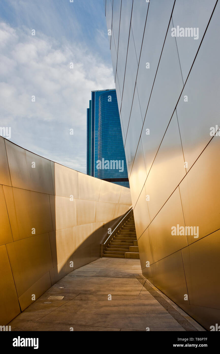 Walled Walkway Around a Modern Building Stock Photo - Alamy