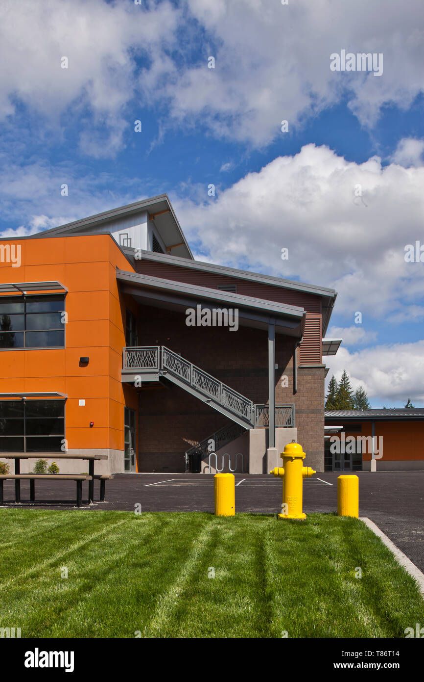 Playing Field and Elementary School Stock Photo - Alamy