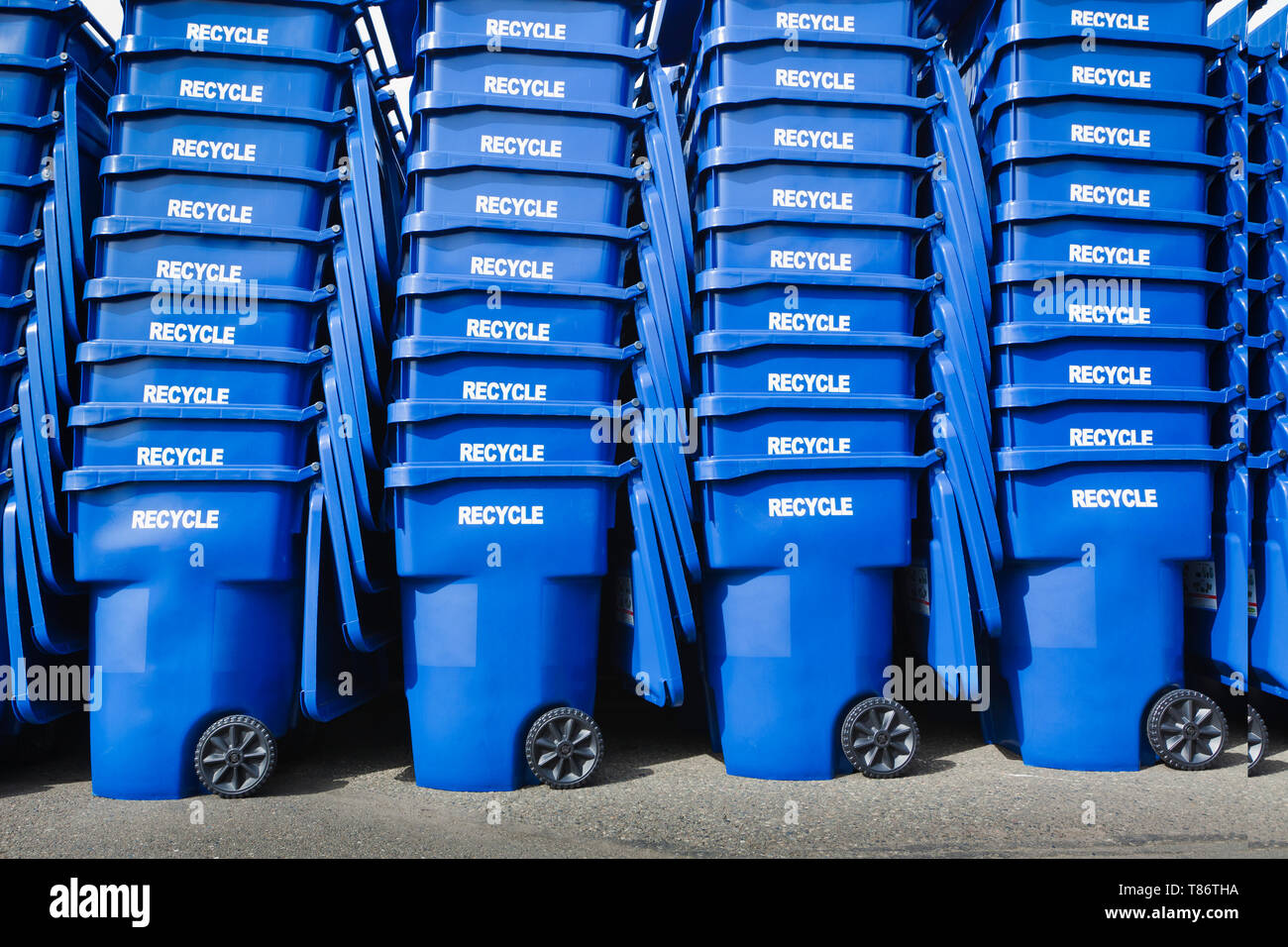 Blue Recycle Bins Stock Photo - Alamy