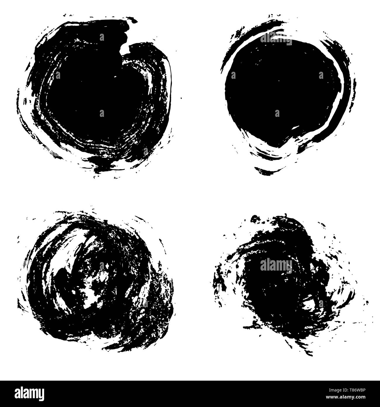 Ink vector dry brush stroke round banner. Vector illustration. Grunge ...