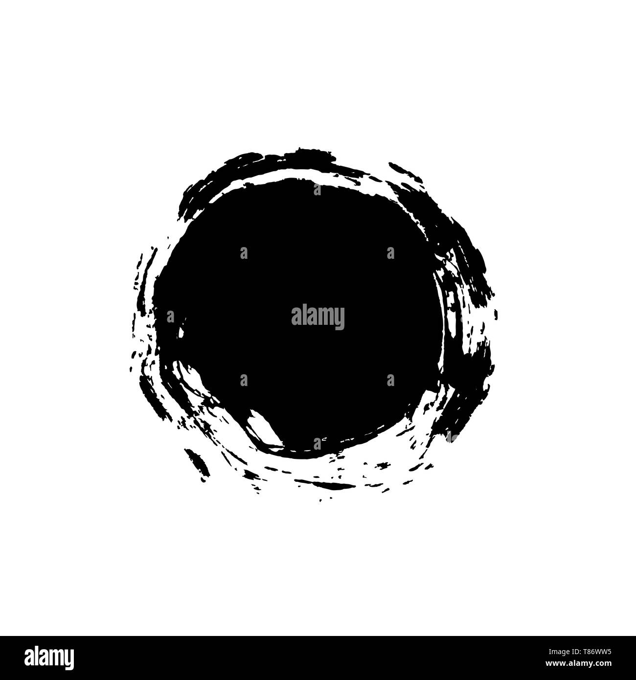 Ink vector dry brush stroke round banner. Vector illustration. Grunge ...