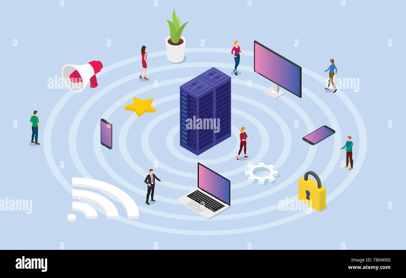 wireless network concept with various device technology and icon ...