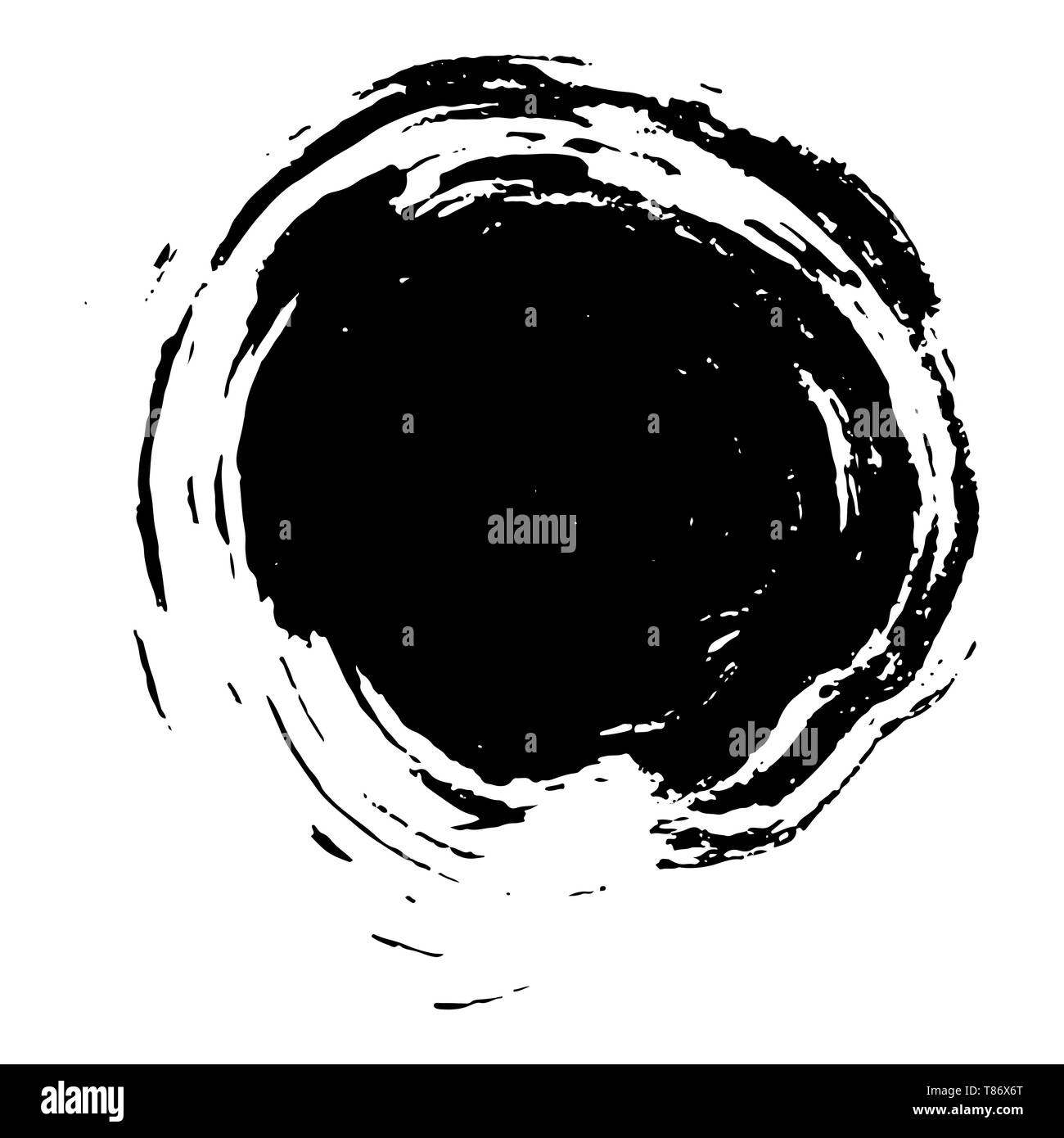 Ink vector dry brush stroke round banner. Vector illustration. Grunge texture Stock Vector Image ...