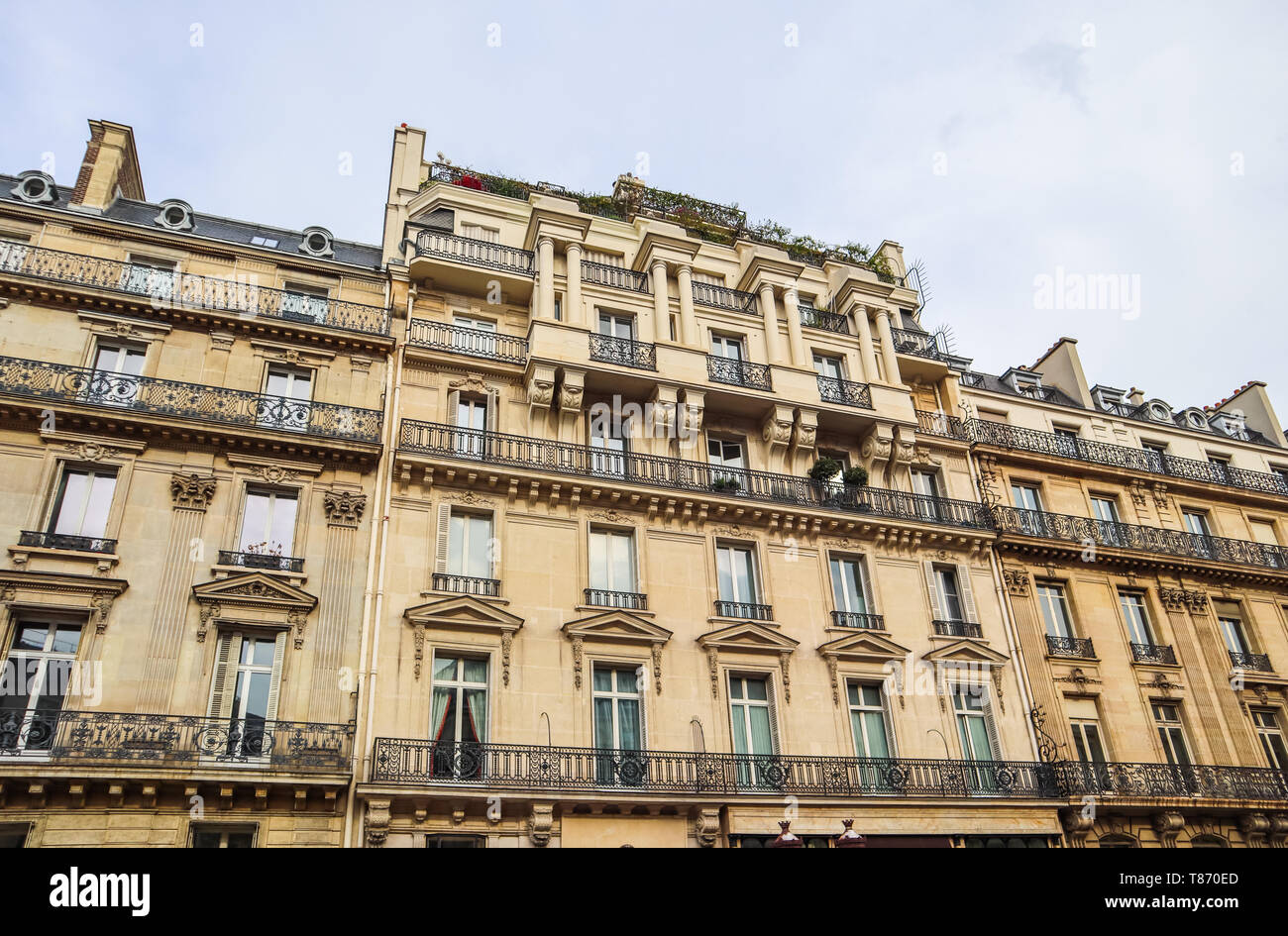 Architecture of Paris France. Facade of a traditional apartment ...