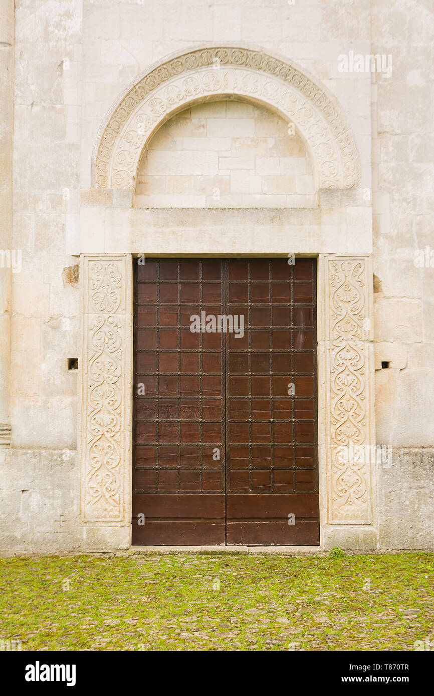 Portal of the ancient Abbey of San Liberatore a Majella in Abruzzo ...