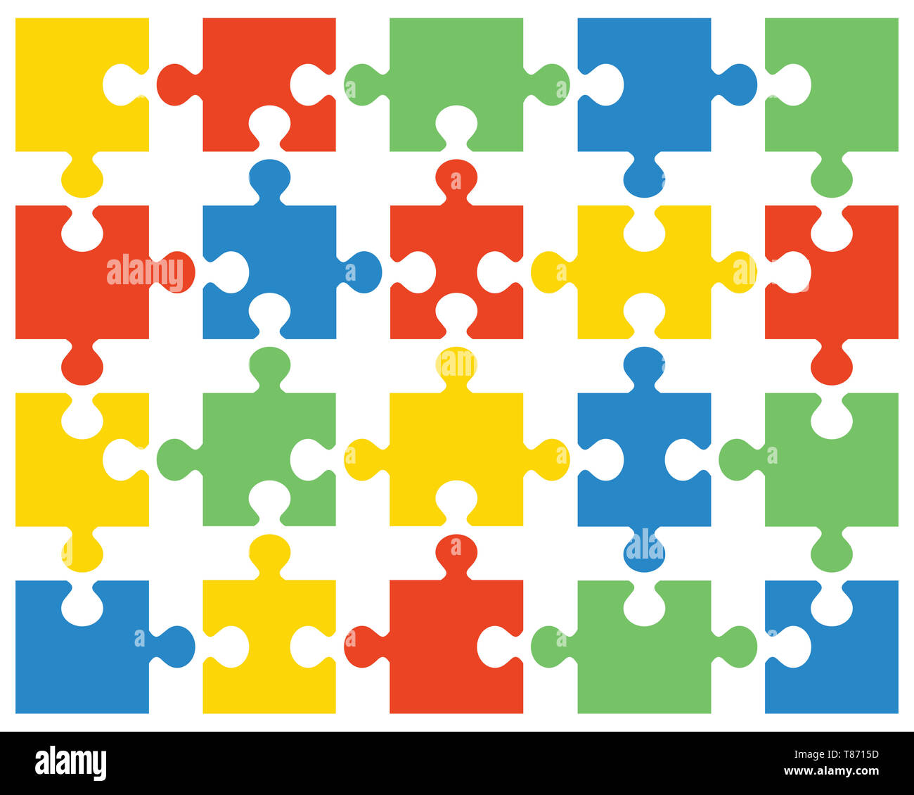 Vector illustration of colorful puzzle, separate pieces Stock Photo - Alamy