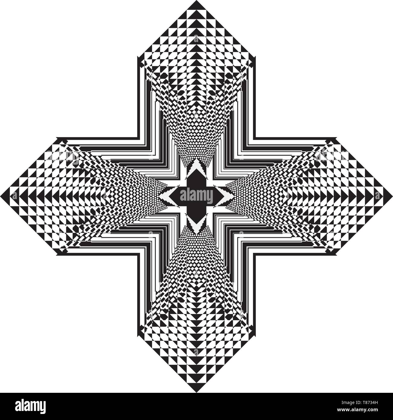 Arabesque pseudo tridimensional fisherman cross illusion on transparent ...