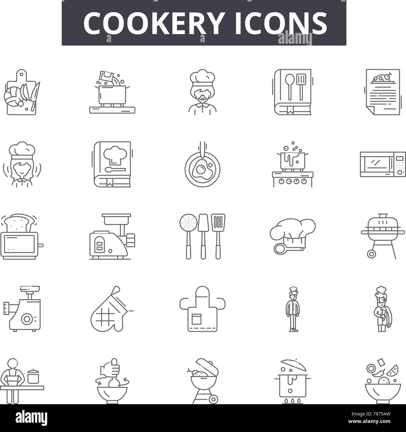 Cookery concept line icons, signs, vector set, outline concept, linear ...