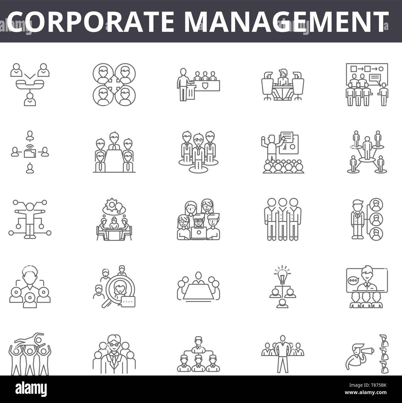Corporate management system line icons, signs, vector set, outline ...