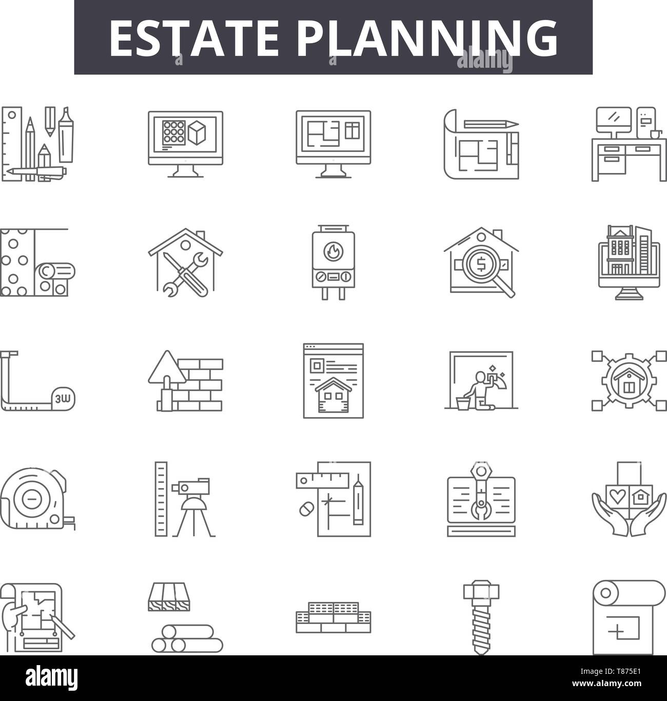 Estate planning line icons, signs, vector set, outline concept, linear ...