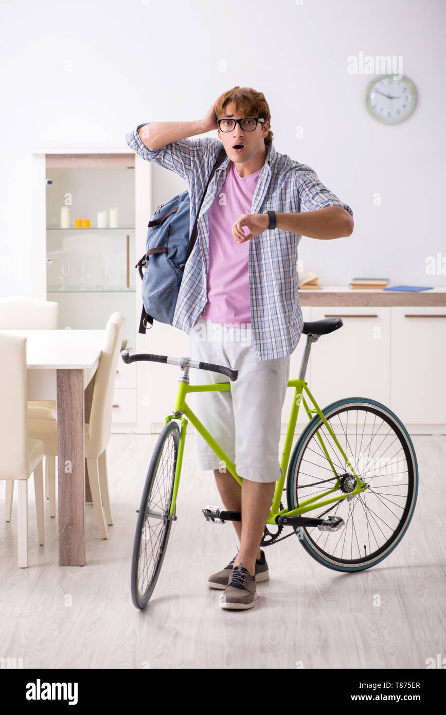 Student commuting to university using cycle Stock Photo - Alamy