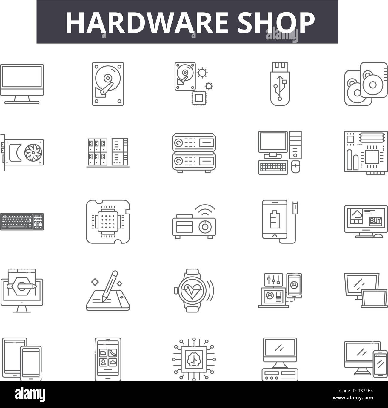 Hardware shop line icons, signs, vector set, outline concept, linear ...