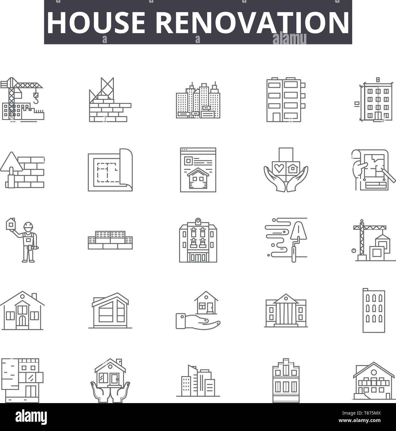 House renovation company line icons, signs, vector set, outline concept ...