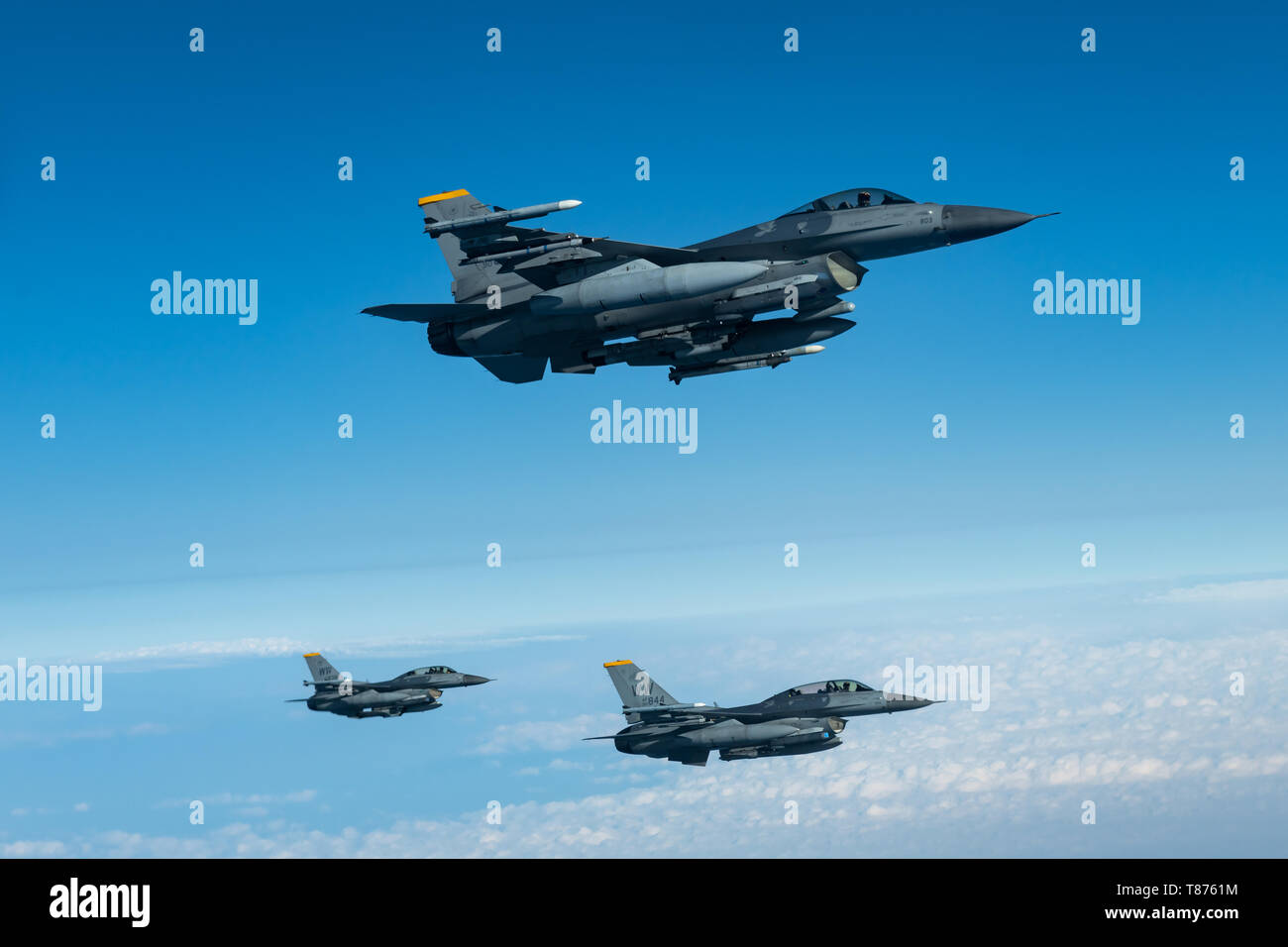 Three F-16CM Fighting Falcons from the 35th Fighter Wing, Misawa Air ...