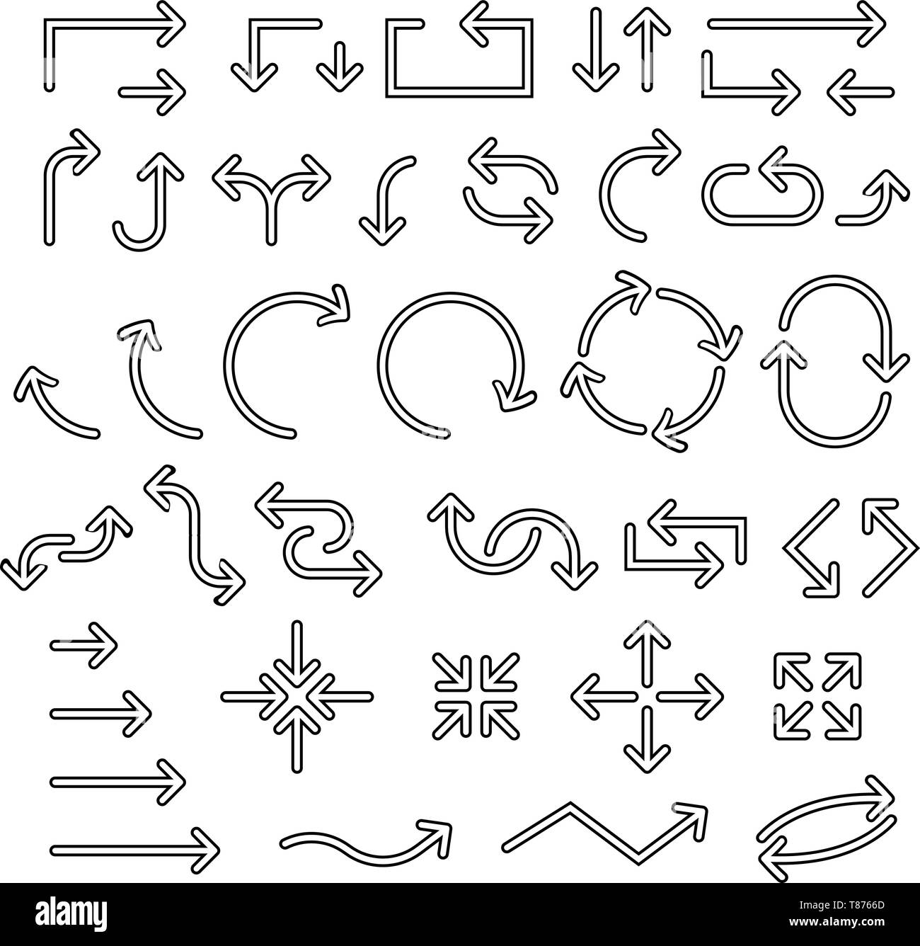 Curved arrow icons white Black and White Stock Photos & Images - Alamy