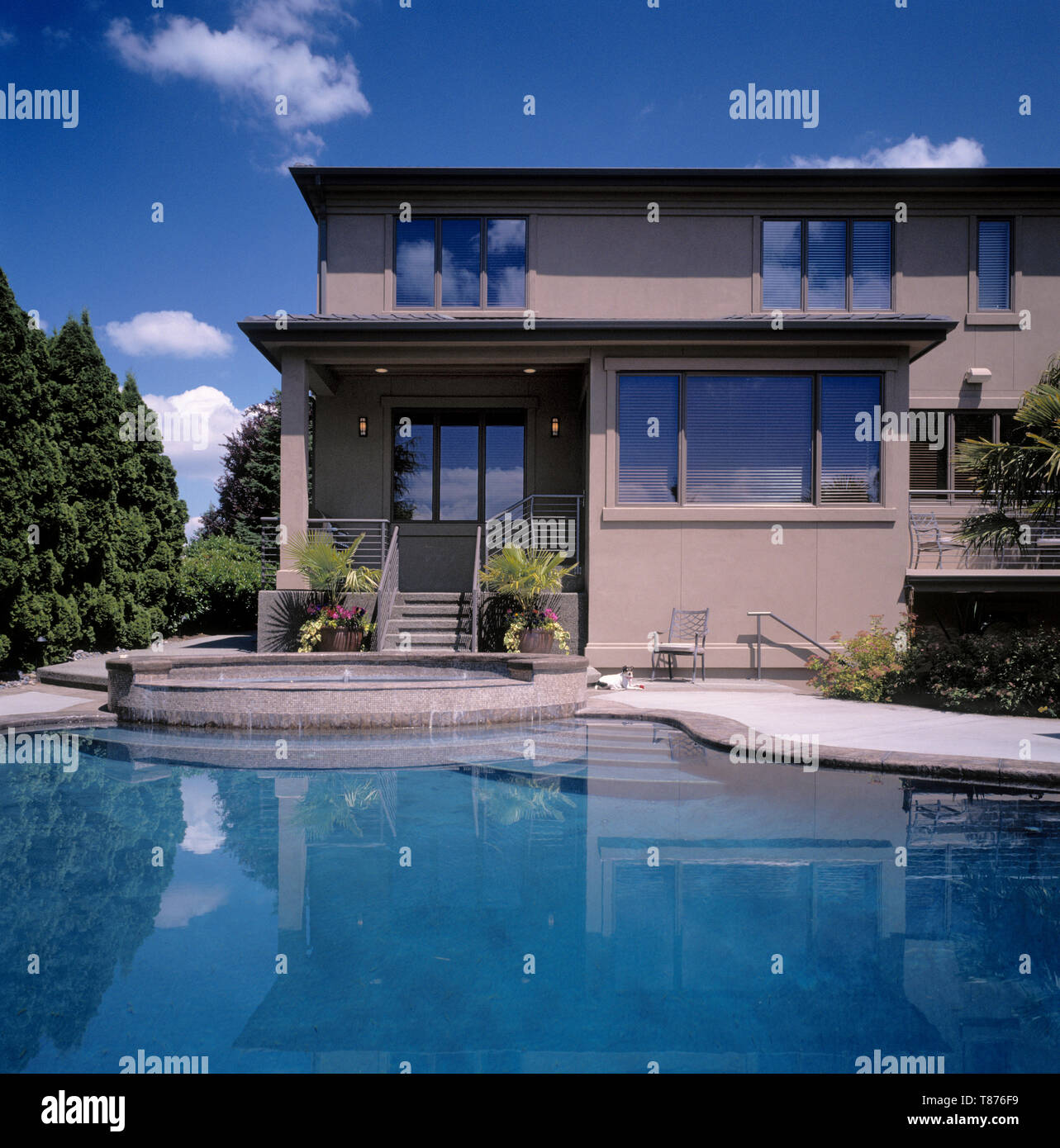 Pool Behind Home Stock Photo - Alamy