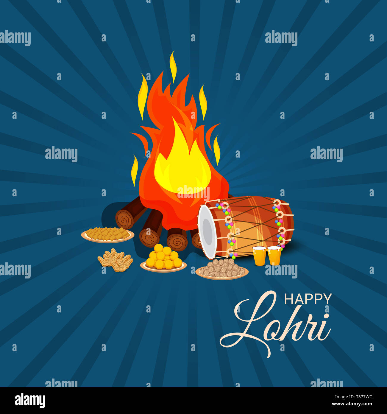 Vector illustration of a Background for Happy Lohri holiday Template ...