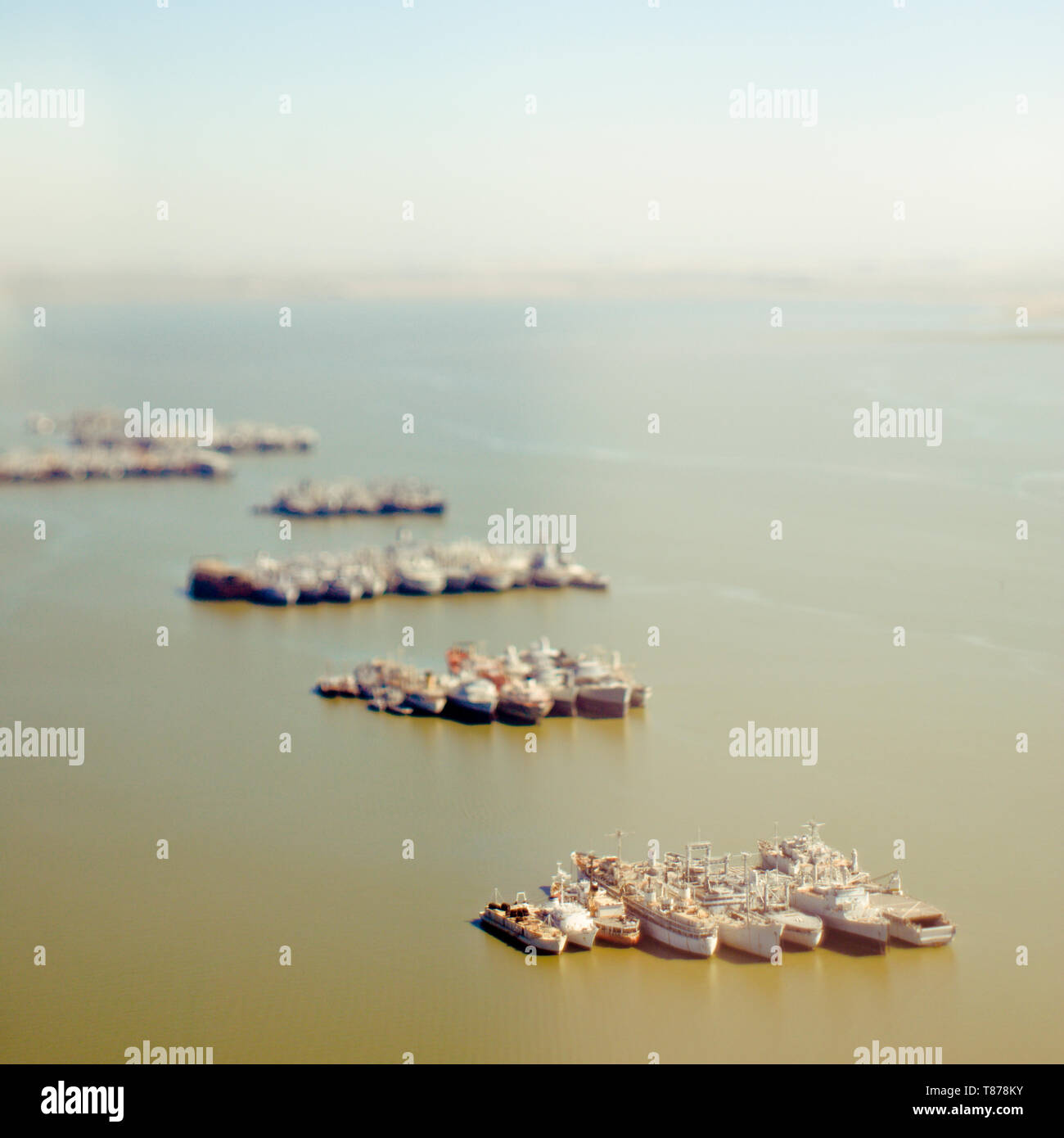 Aerial View of Ships on Open Sea Stock Photo - Alamy