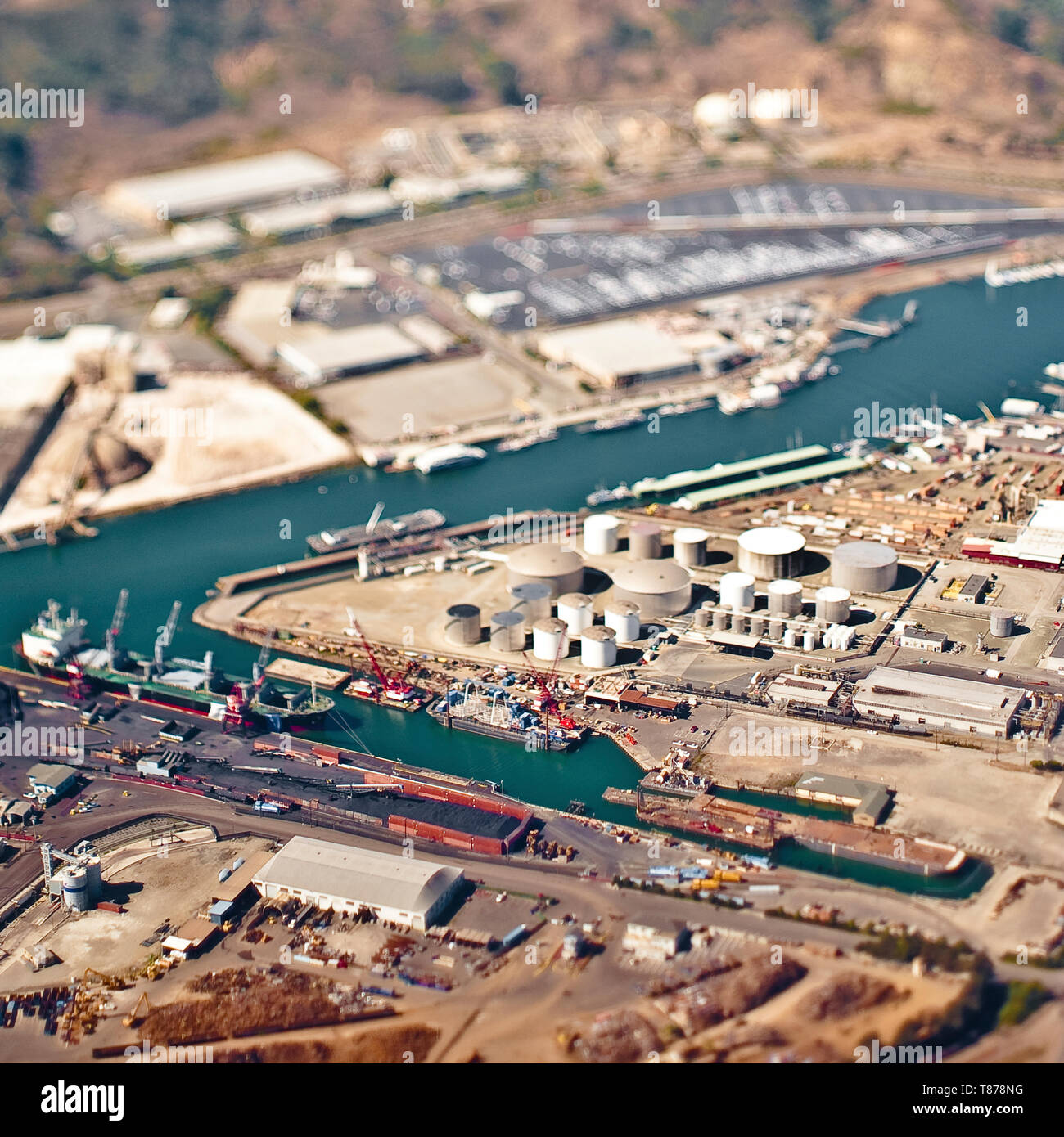 Aerial View of Industrial Area and Seaport Stock Photo - Alamy