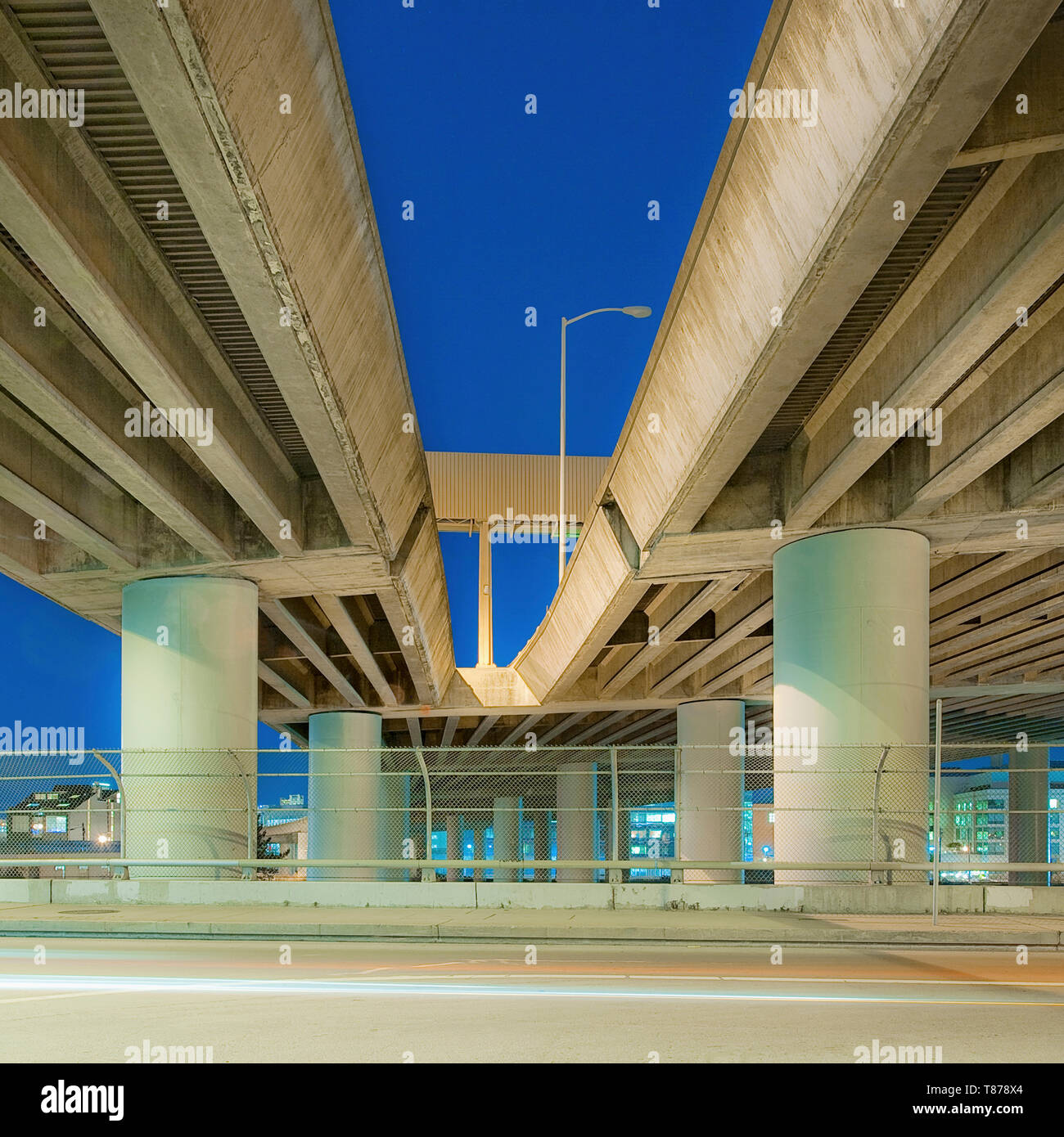 Freeway Overpass Support Structure at Night Stock Photo - Alamy