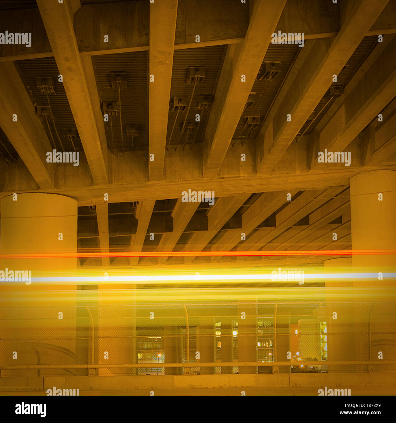 Freeway Overpass Support Structure at Night Stock Photo - Alamy