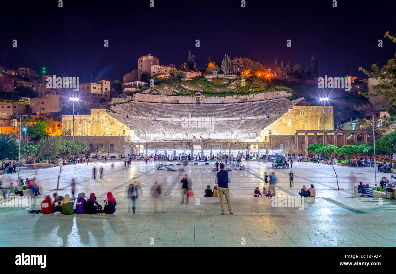 View of the Roman Theater and the city of Amman, Jordan Stock Photo - Alamy