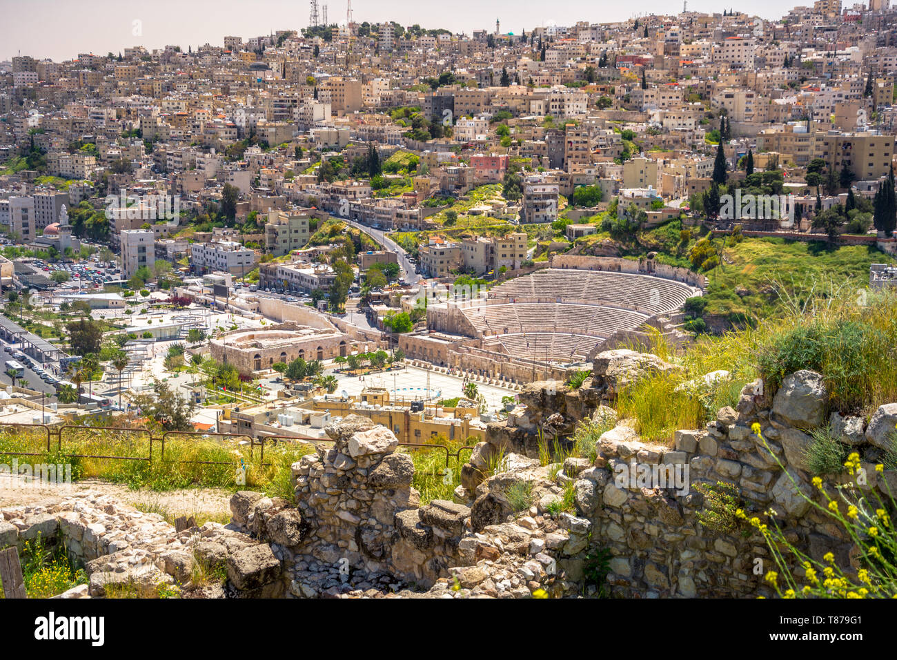 View of the Roman Theater and the city of Amman, Jordan Stock Photo - Alamy